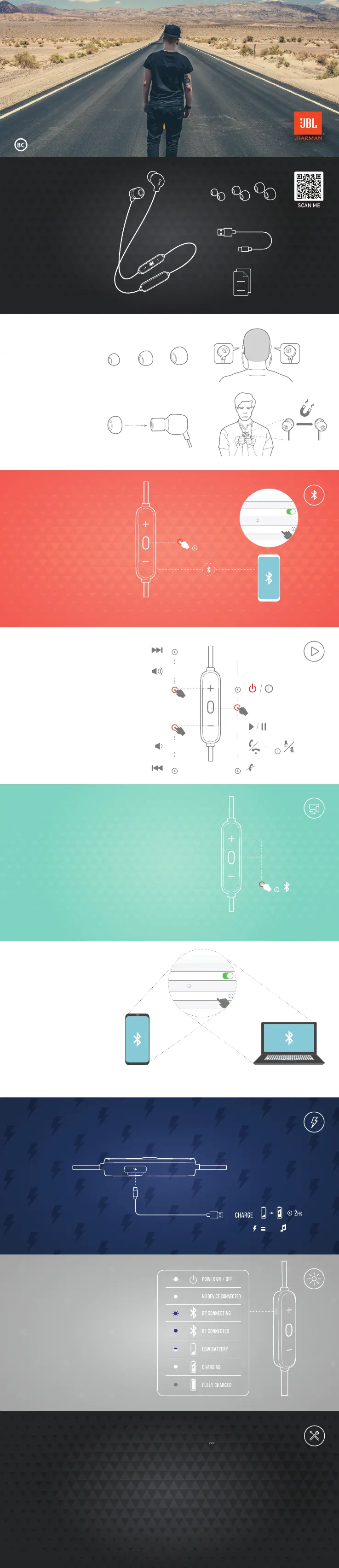 JBL Tune 175BT Bedienungsanleitung (2 Seiten)