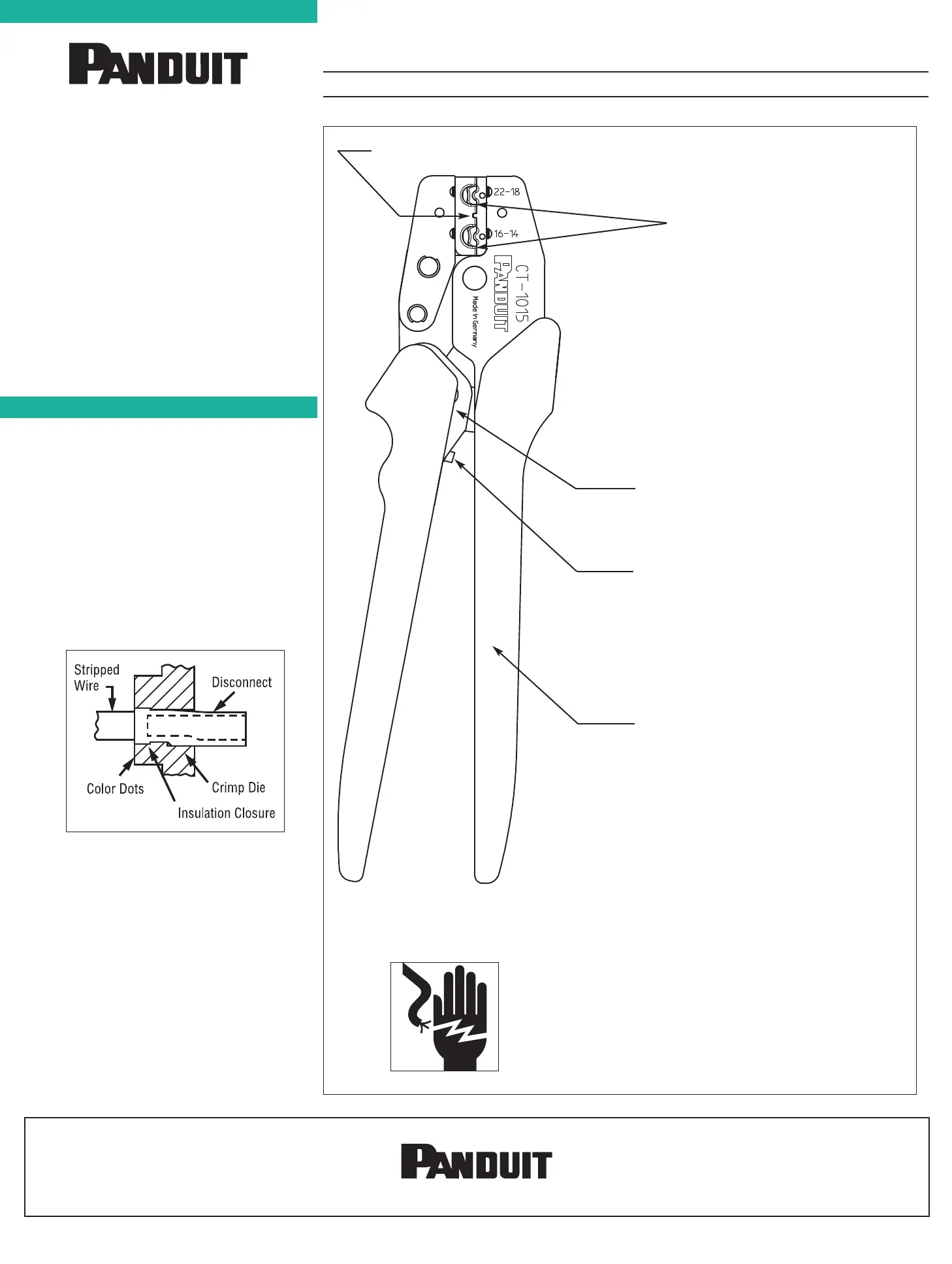 Panduit CT-1015 Bedienungsanleitung (2 Seiten)