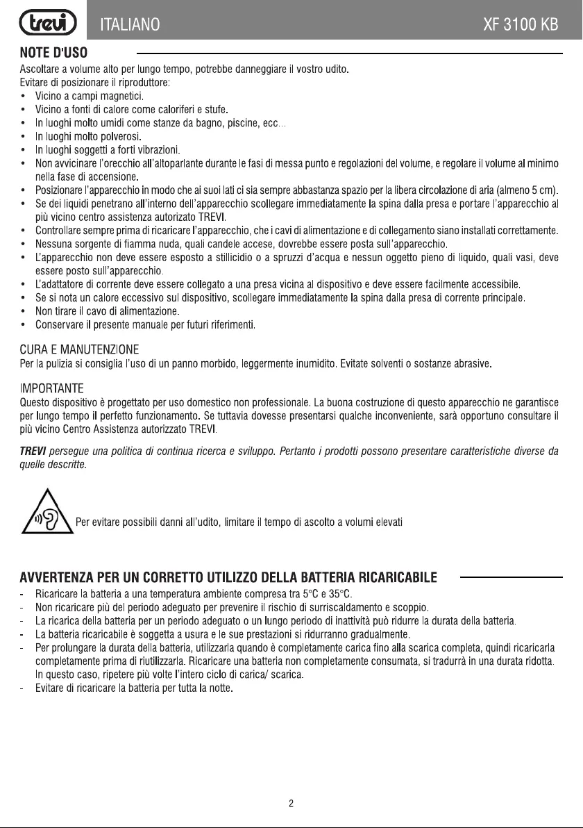 Trevi KF 3100 KB Bedienungsanleitung (36 Seiten)