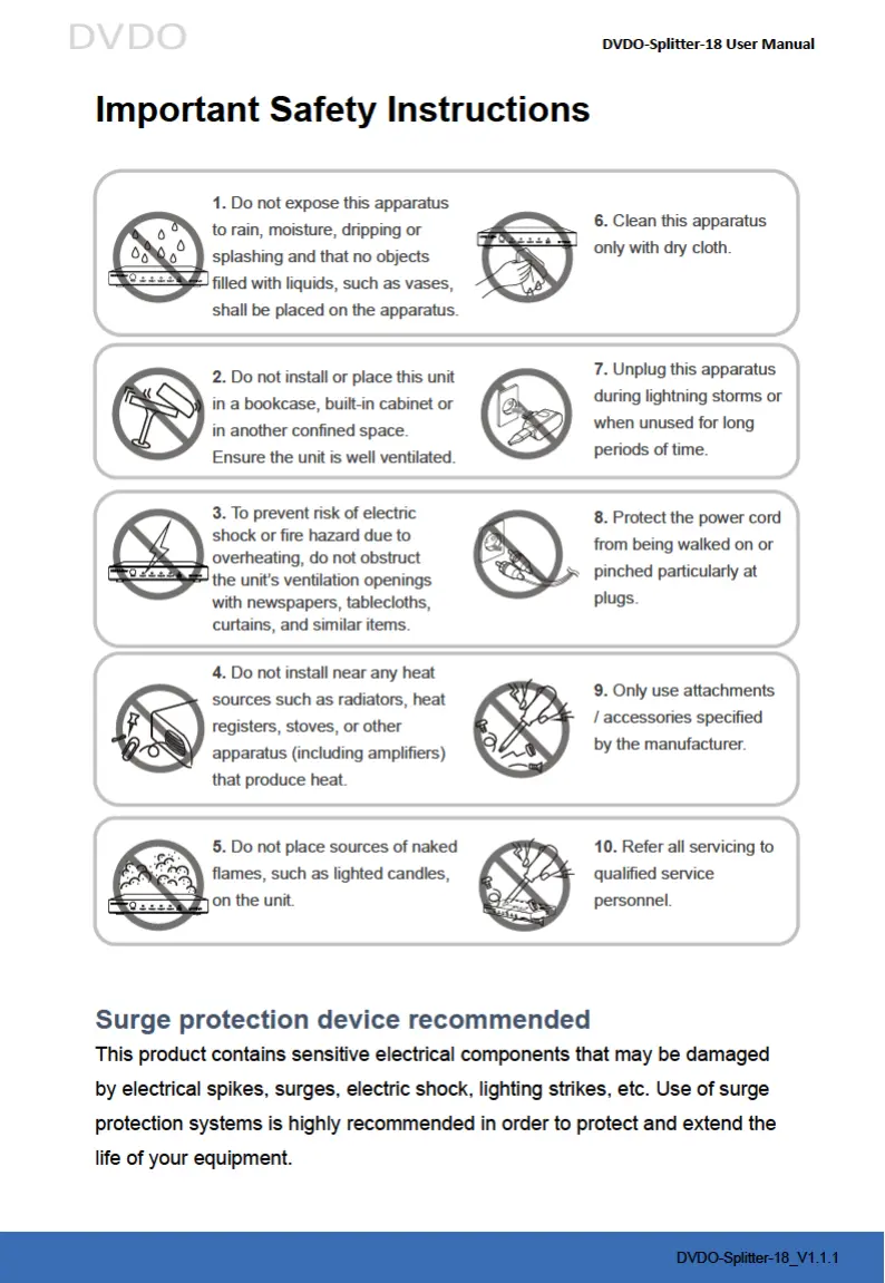 DVDO -SPLITTER-18 Handleiding (9 Pagina's)