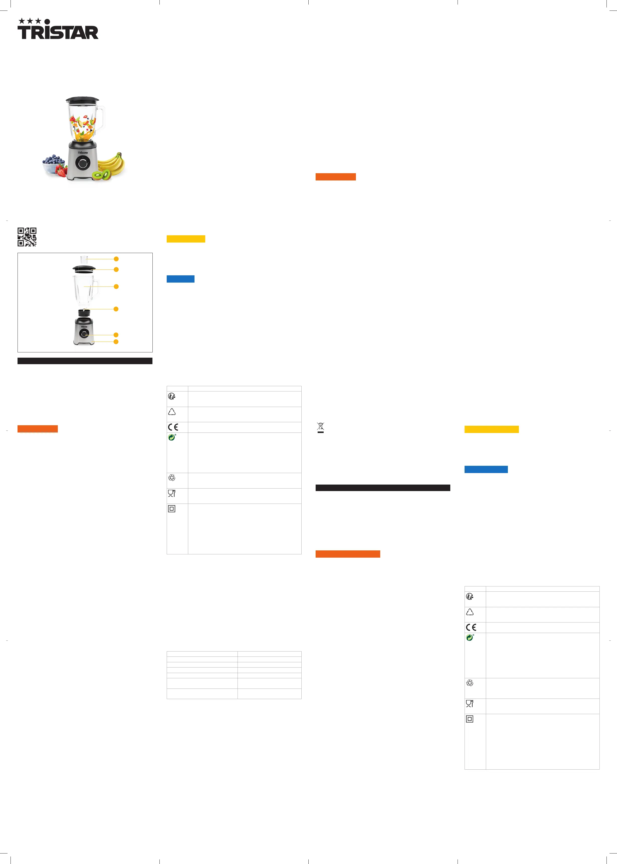 Tristar BL-4489 Handleiding (7 Pagina's)